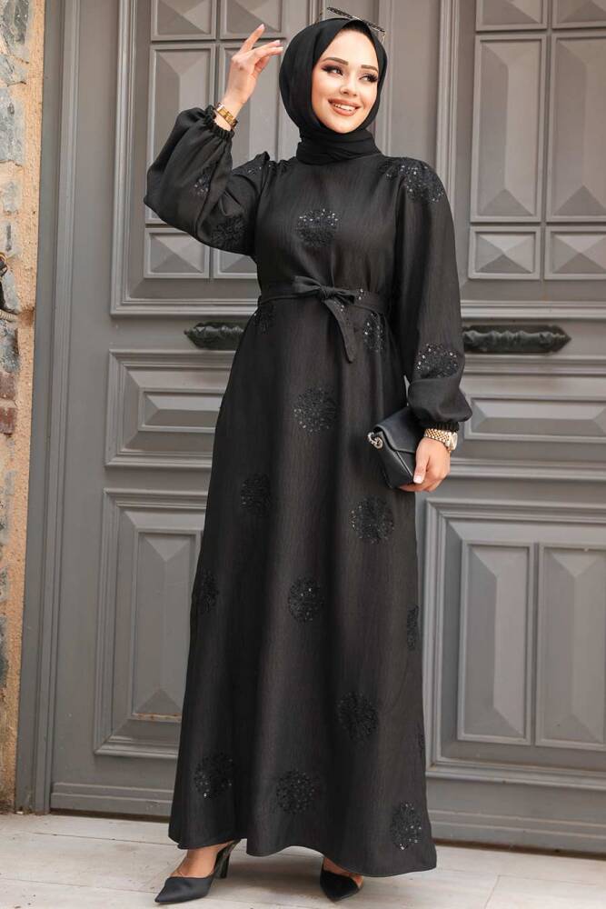 Black Modest Maxi Dress 30442S - Neva-style.com