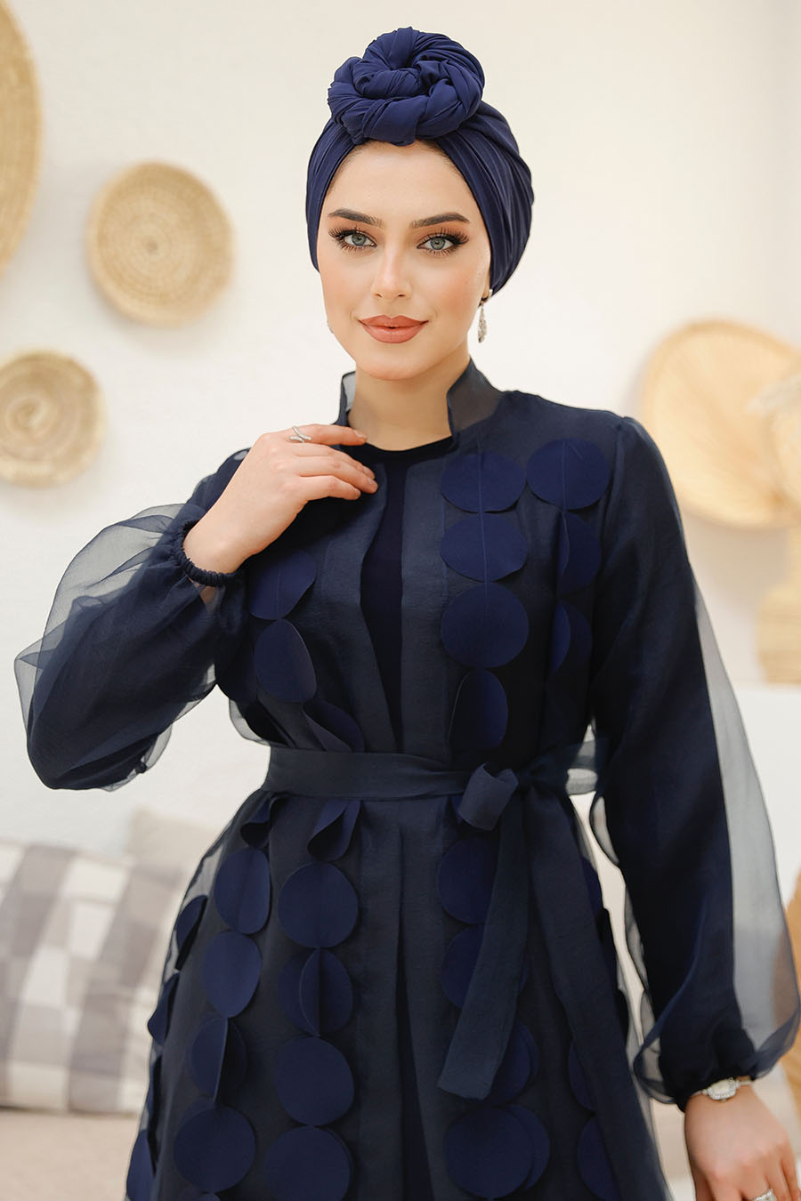 Modest Navy Blue Dubai Abaya 4655L - Neva-style.com