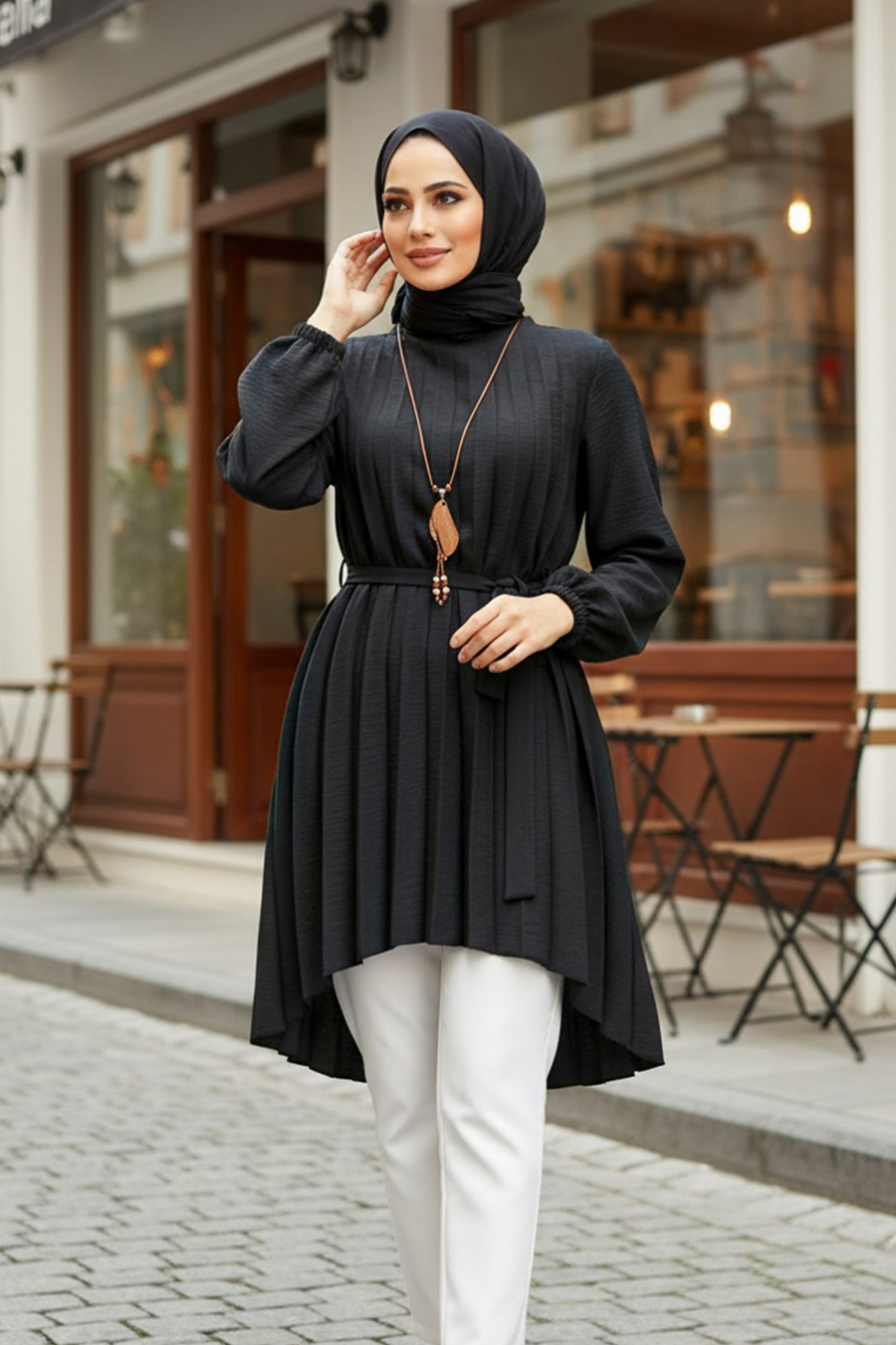 Black Hijab Turkish Tunic 41233S - Neva-style.com