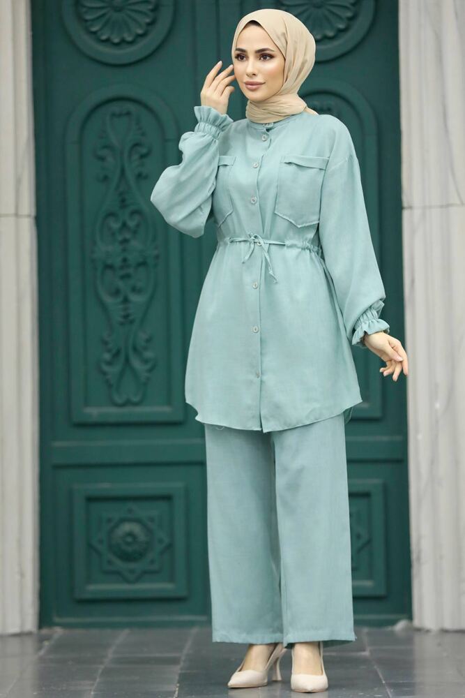 Neva Style - Cep Detaylı Mint Tesettür İkili Takım 5899MINT ...
