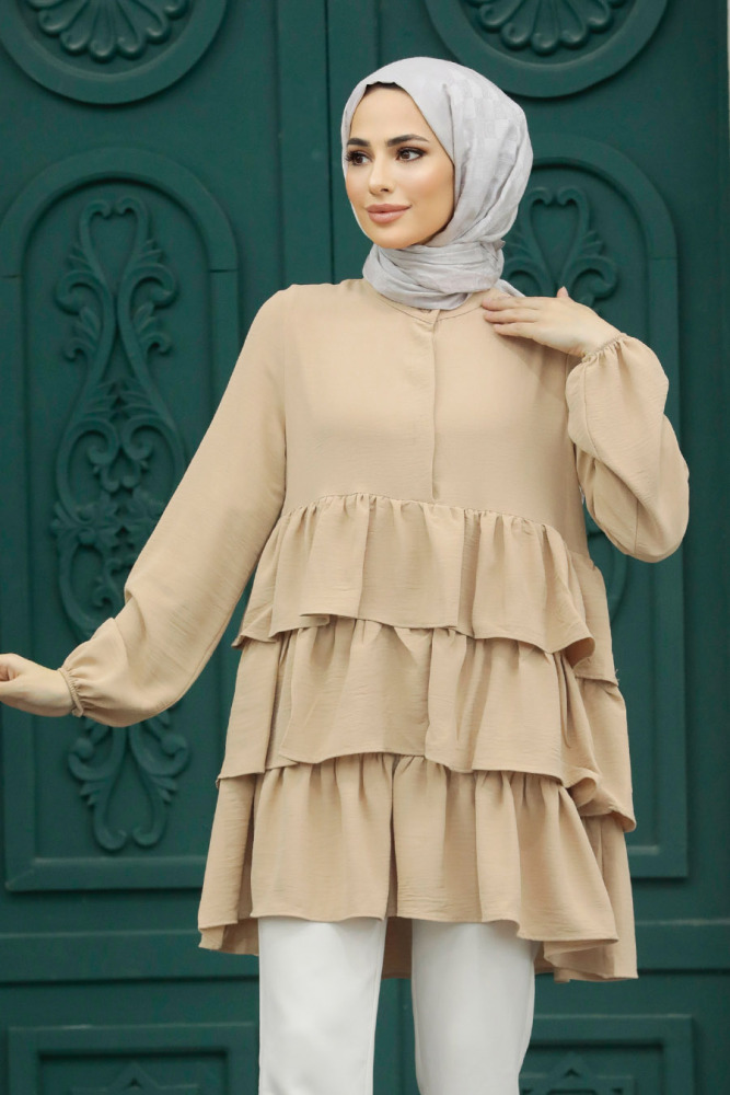 Neva Style - Kat Detaylı Bisküvi Tesettür Tunik 64701BS ...