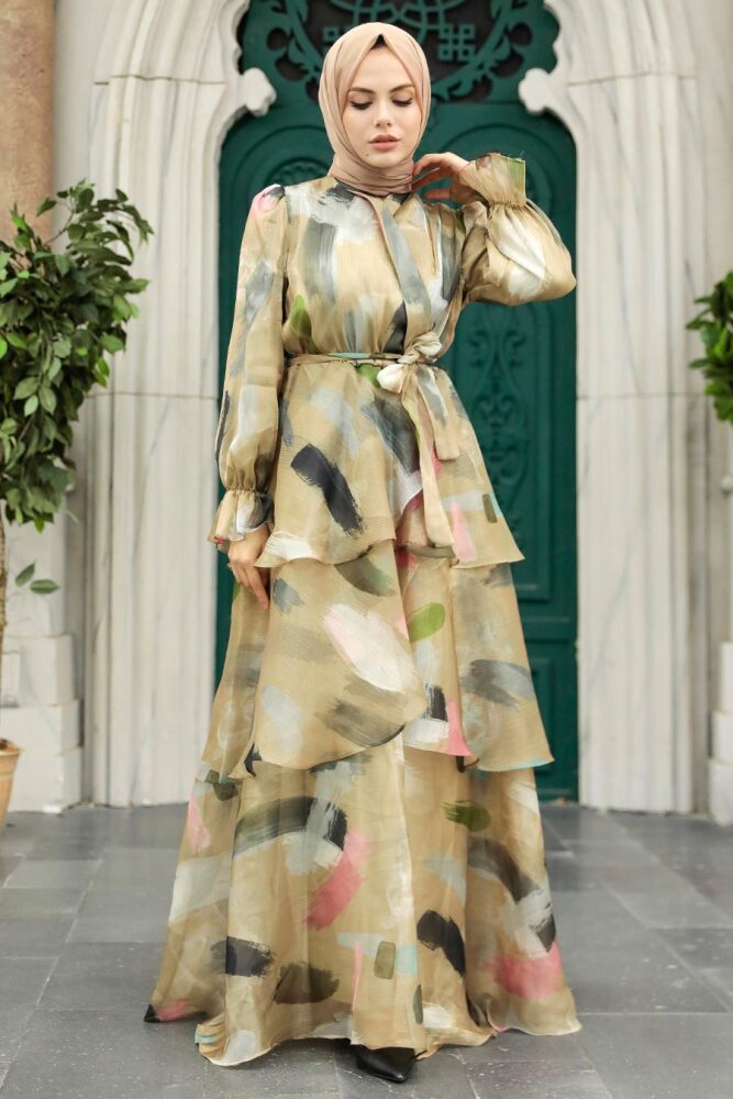 Neva Style - Kat Kat Vizon Tesettür Elbise 3825V - Tesetturisland.com