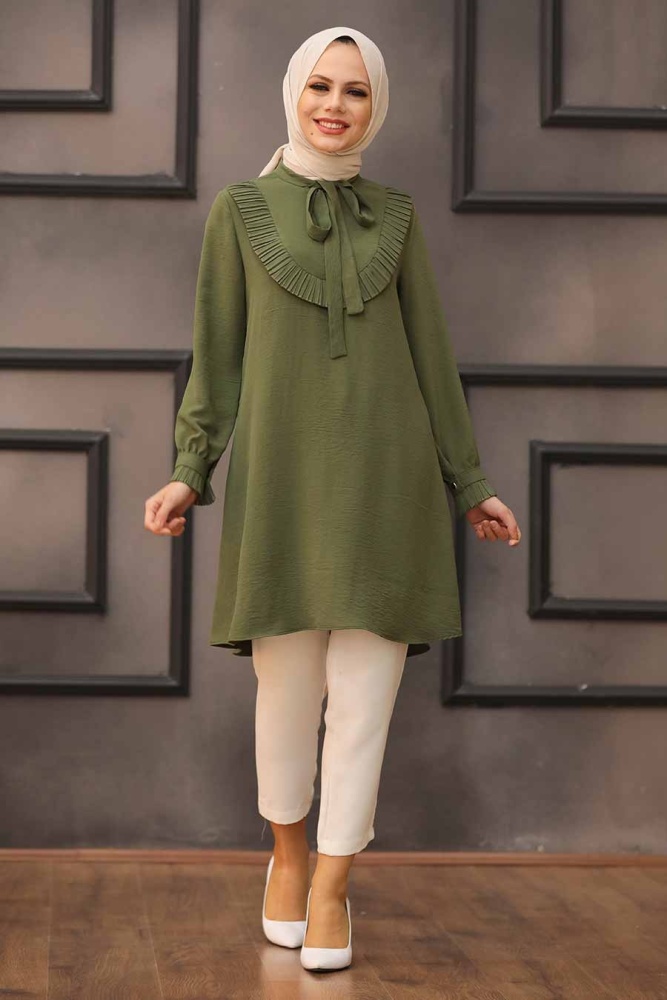 Neva Style - Tunique Hijab Kaki 512HK- Tesetturisland.com