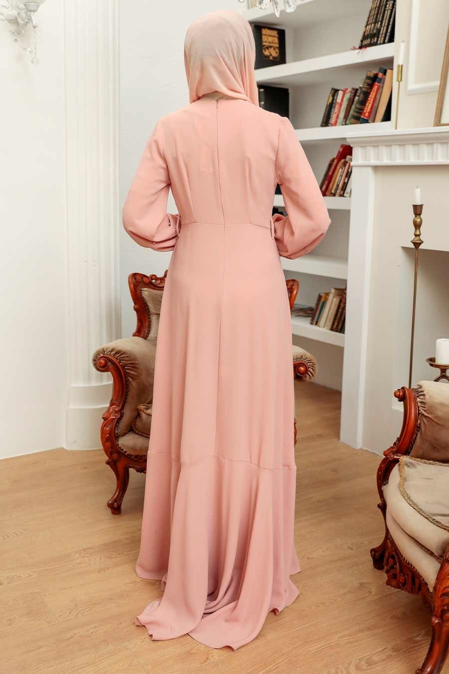 Neva Style Luxury Salmon Pink Islamic Clothing Prom Dress 36030smn